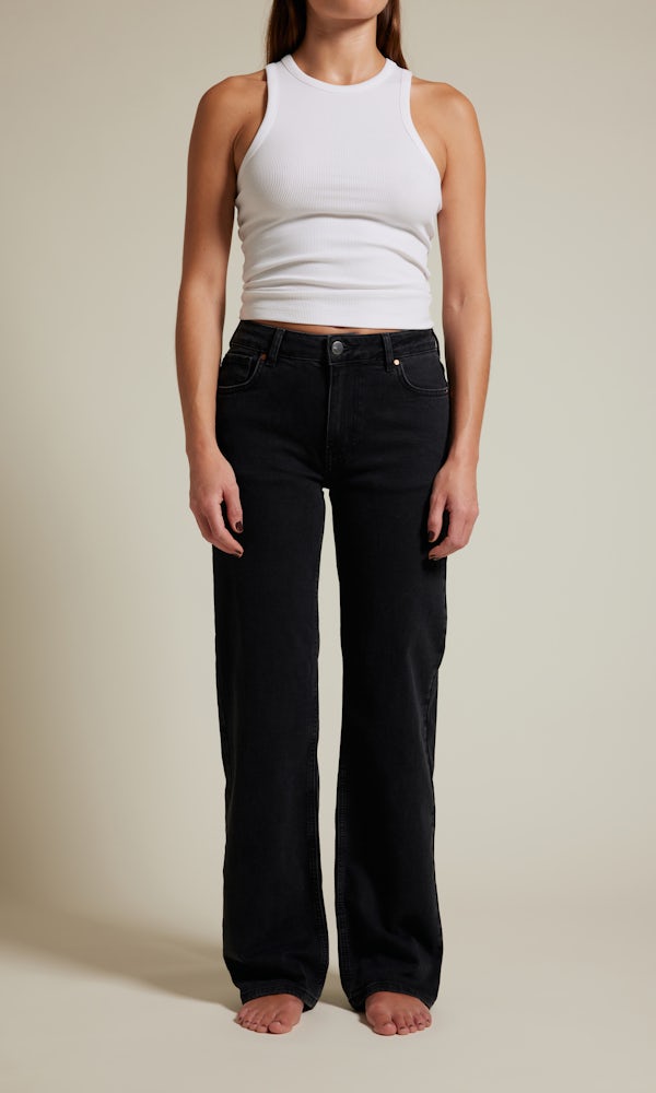 Mørk grå Mid Wide jeans 980 | Dame | Bik Bok